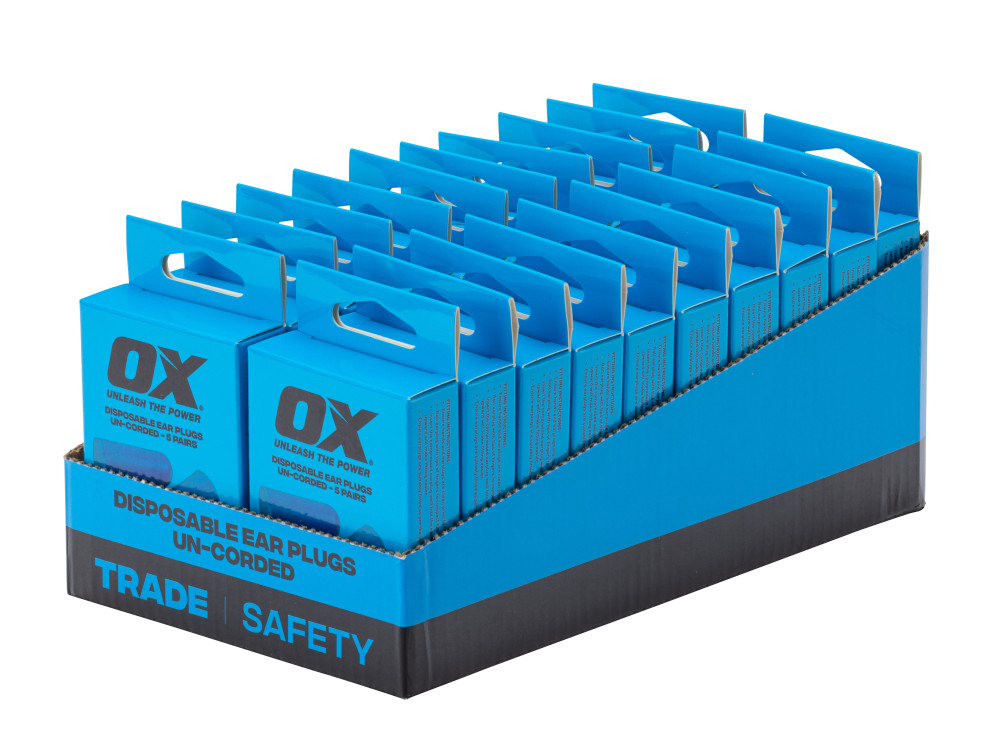 OX Disposable Ear Plugs – Un Corded – Box of 5 Pairs - OX Tools UK