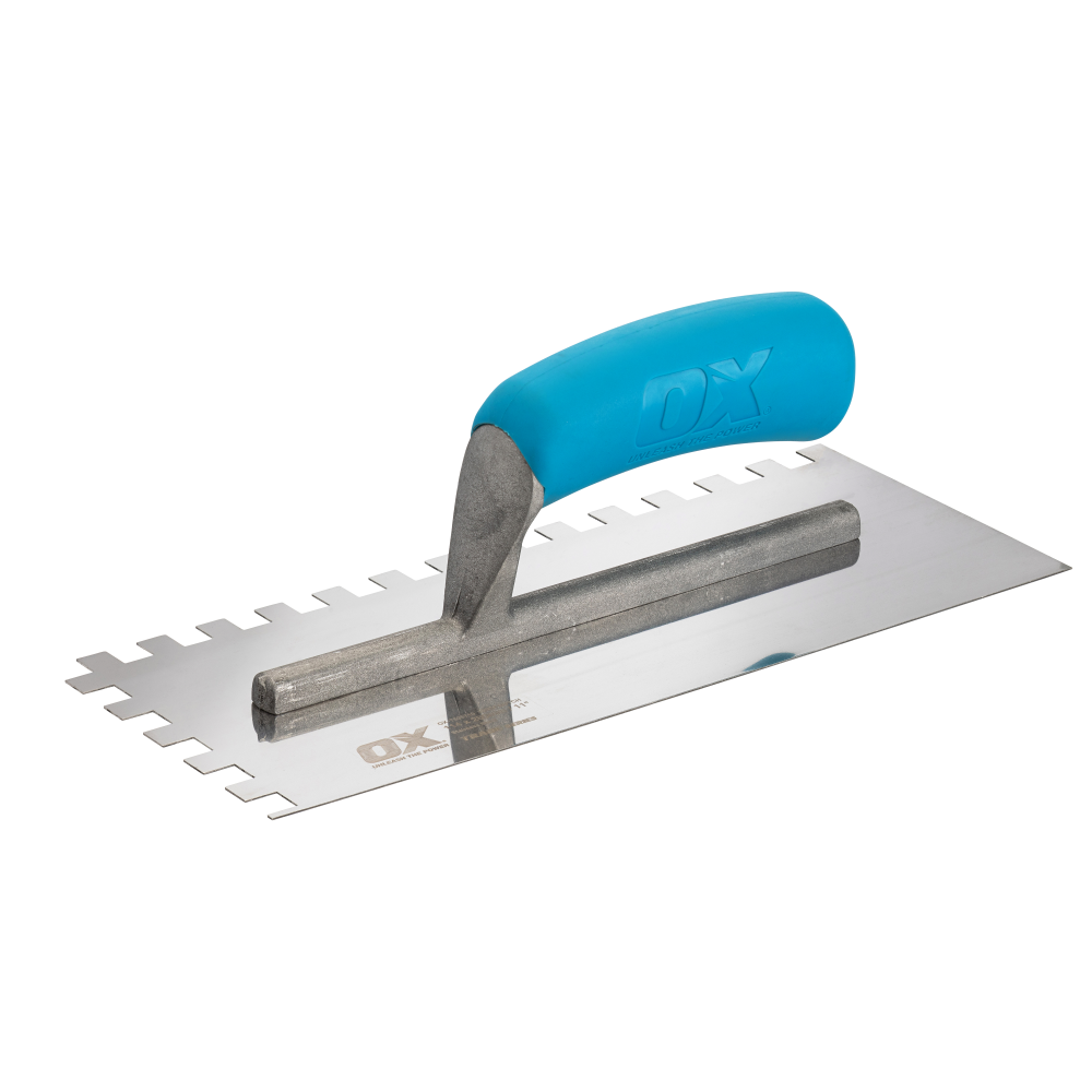 OX Trade Notched Stainless Steel Trowel - 10mm - OX Tools UK